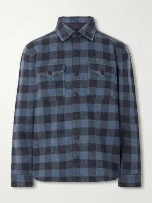 Ralph Lauren Checked Wool-matlock Overshirt - Blue