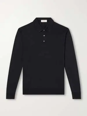 PIACENZA CASHMERE 1733 Wool And Silk-blend Polo Sweater - Black