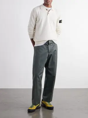 Stone Island Logo-appliquéd Virgin Wool Polo Shirt