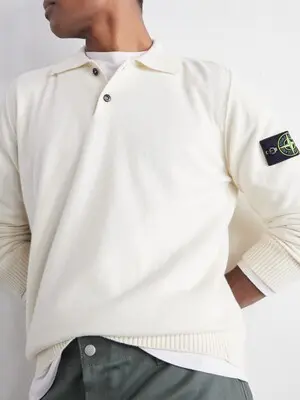 Stone Island Logo-appliquéd Virgin Wool Polo Shirt