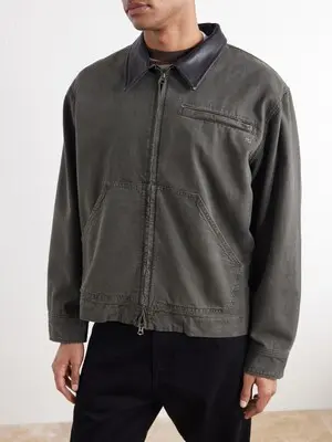 Rag & Bone Leather-trimmed Cotton-canvas Jacket - Green