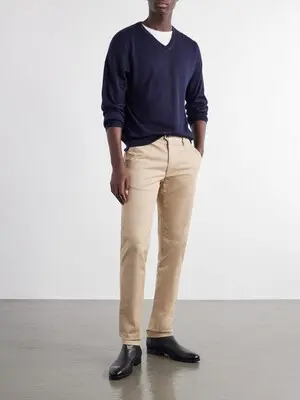 SLOWEAR Straight-leg Cotton-blend Twill Trousers - Neutrals