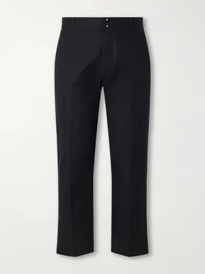AMI Paris Parisian-fit Straight-leg Cotton-gabardine Trousers - Black