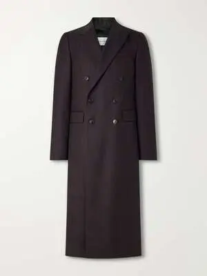 Dries Van Noten Double-breasted Herringbone Wool Coat
