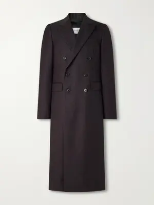 Dries Van Noten Double-breasted Herringbone Wool Coat - Brown