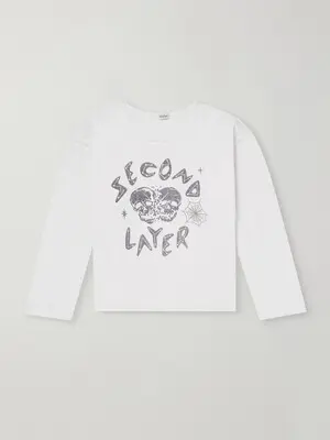 SECOND / LAYER Distressed Printed Cotton-jersey T-shirt - White