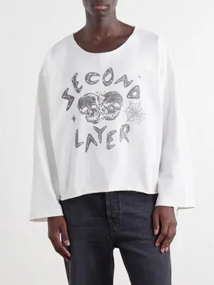 SECOND / LAYER Distressed Printed Cotton-jersey T-shirt