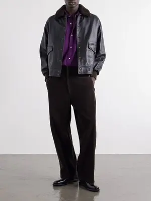 A.PRESSE Shearling-trimmed Leather Jacket