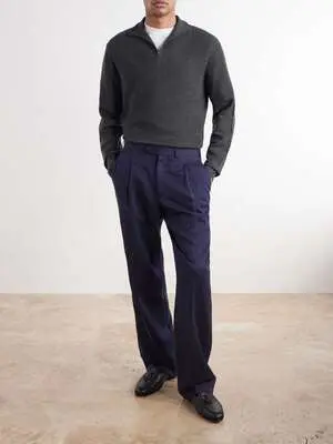 Ralph Lauren Purple Label Wool-piqué Half-zip Sweater