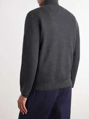 Ralph Lauren Purple Label Wool-piqué Half-zip Sweater