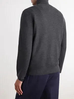 Ralph Lauren Purple Label Wool-piqué Half-zip Sweater - Gray