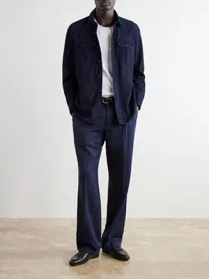 Ralph Lauren Purple Label Barrow Suede Overshirt - Blue
