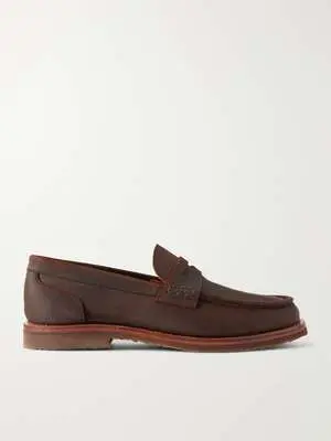 Mr P. Waxed-effect Suede Penny Loafers