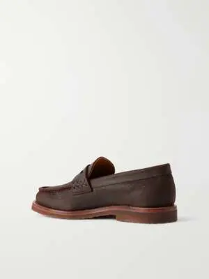 Mr P. Waxed-effect Suede Penny Loafers