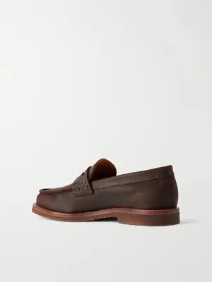 Mr P. Waxed-effect Suede Penny Loafers