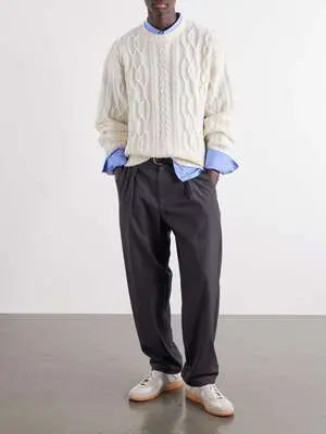 Officine Générale Remy Cable-knit Wool-blend Bouclé Sweater - Cream
