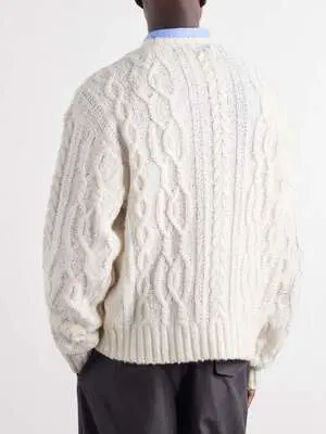 Officine Générale Remy Cable-knit Wool-blend Bouclé Sweater - Cream