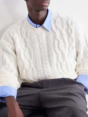 Officine Générale Remy Cable-knit Wool-blend Bouclé Sweater - Cream