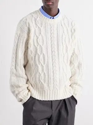 Officine Générale Remy Cable-knit Wool-blend Bouclé Sweater - Neutrals