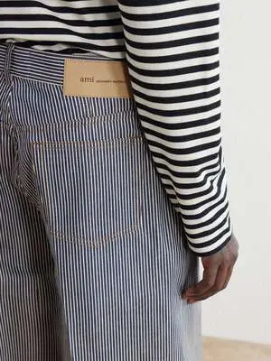 AMI Paris Wide-leg Striped Jeans