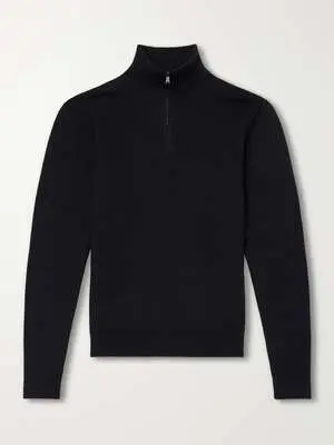 Ralph Lauren Purple Label Wool-piqué Half-zip Sweater