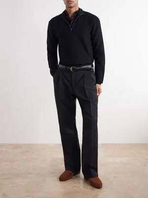 Ralph Lauren Purple Label Wool-piqué Half-zip Sweater
