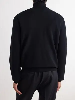 Ralph Lauren Purple Label Wool-piqué Half-zip Sweater - Black