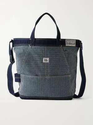 Ralph Lauren Striped Denim-trimmed Cotton-twill Tote Bag - Blue