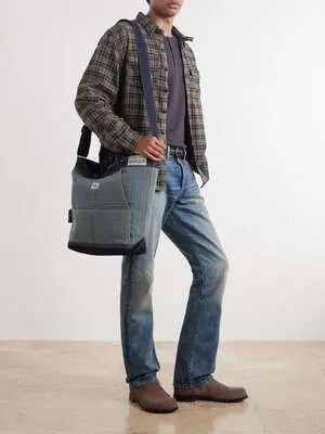 Ralph Lauren Striped Denim-trimmed Cotton-twill Tote Bag