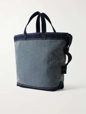 Ralph Lauren Striped Denim-trimmed Cotton-twill Tote Bag