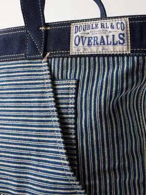 Ralph Lauren Striped Denim-trimmed Cotton-twill Tote Bag