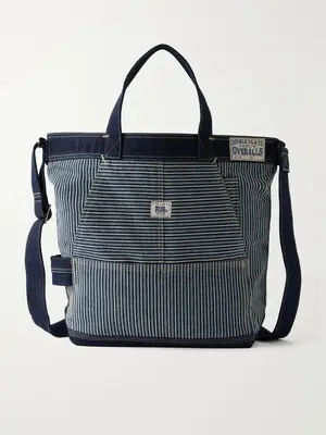 Ralph Lauren Striped Denim-trimmed Cotton-twill Tote Bag - Blue