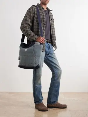 Ralph Lauren Striped Denim-trimmed Cotton-twill Tote Bag