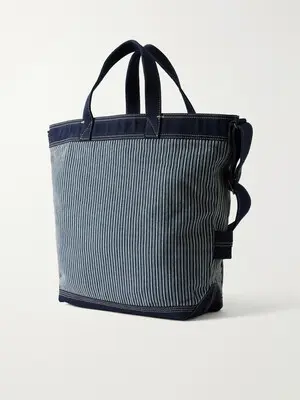 Ralph Lauren Striped Denim-trimmed Cotton-twill Tote Bag