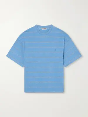 JIL SANDER Logo-embroidered Striped Cotton-jersey T-shirt