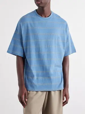 JIL SANDER Logo-embroidered Striped Cotton-jersey T-shirt