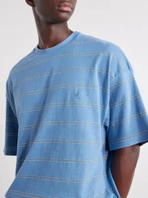 JIL SANDER Logo-embroidered Striped Cotton-jersey T-shirt