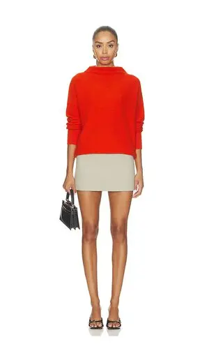 Vince Boiled Funnel Neck Pullover Sweater In Orange