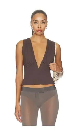 Susana Monaco Low V Wire Tank In Brown - Java