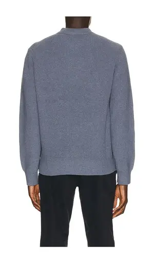 Vince Heirloom Shaker Long Sleeve Polo In Late Evening In Blue