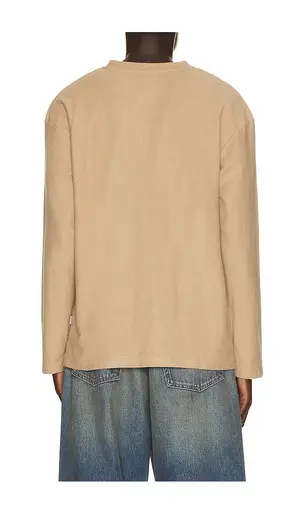 RHYTHM Vintage Terry Long Sleeve Henley In Cream