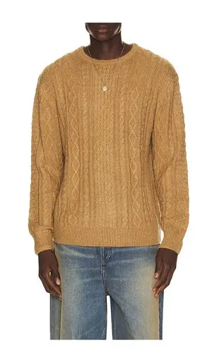 RHYTHM Mohair Fishermans Knit Sweater In Brown - Sand