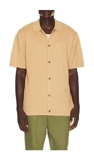RHYTHM Textured Knit Shirt In Brown