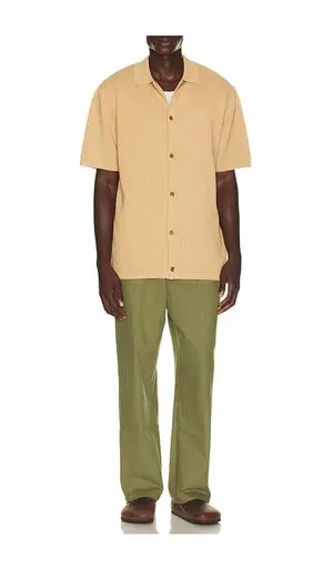 RHYTHM Textured Knit Shirt In Brown