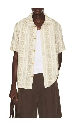 RHYTHM Paisley Stripe Shirt In White - Natural