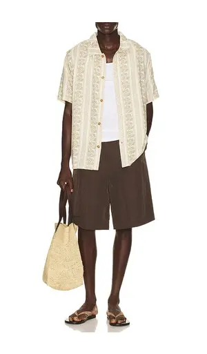 RHYTHM Paisley Stripe Shirt In White