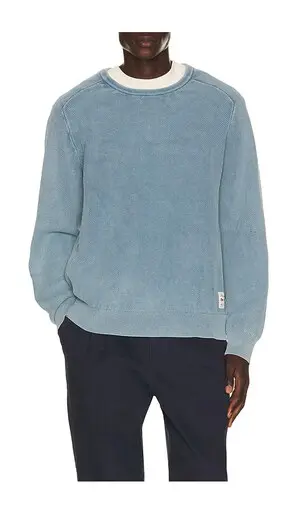 RHYTHM Polu Crew Knit Sweater In Blue - Washed Blue