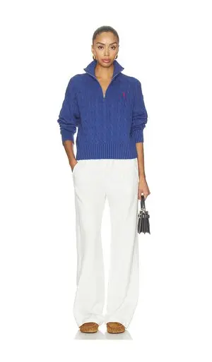 Polo Ralph Lauren Cotton Long Sleeve Pullover In Blue