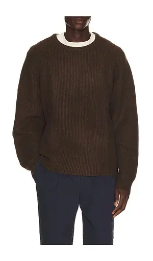 RHYTHM Vintage Waffle Knit Sweater In Brown - Chocolate