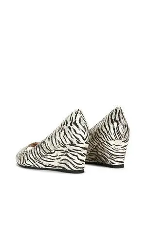 NIIHAI Open Toe Mule Wedge In Black & White